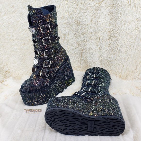 Demonia | Shoes | Cyber Gothic Punk Platform Glitter Mid Calf Boots ...